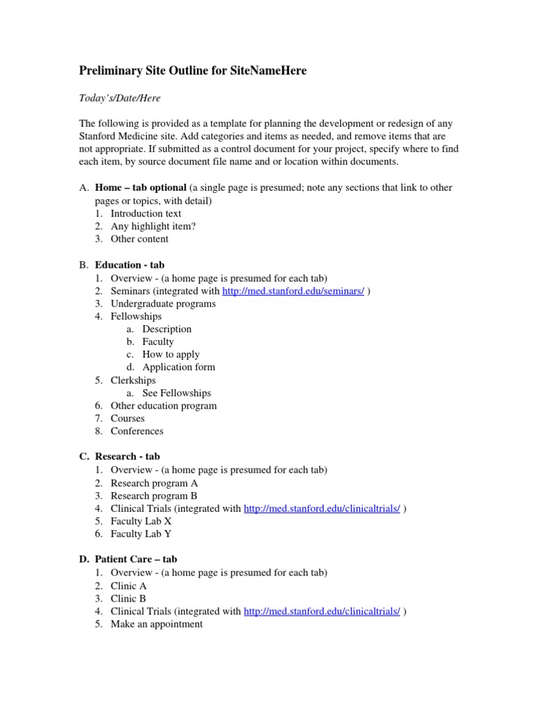 Website Outline Template | PDF | Clinical Trial | Websites