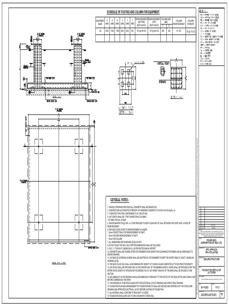LM Tower - FDN - DWG - Pgcil - 271023 | PDF | Foundation (Engineering) | Concrete