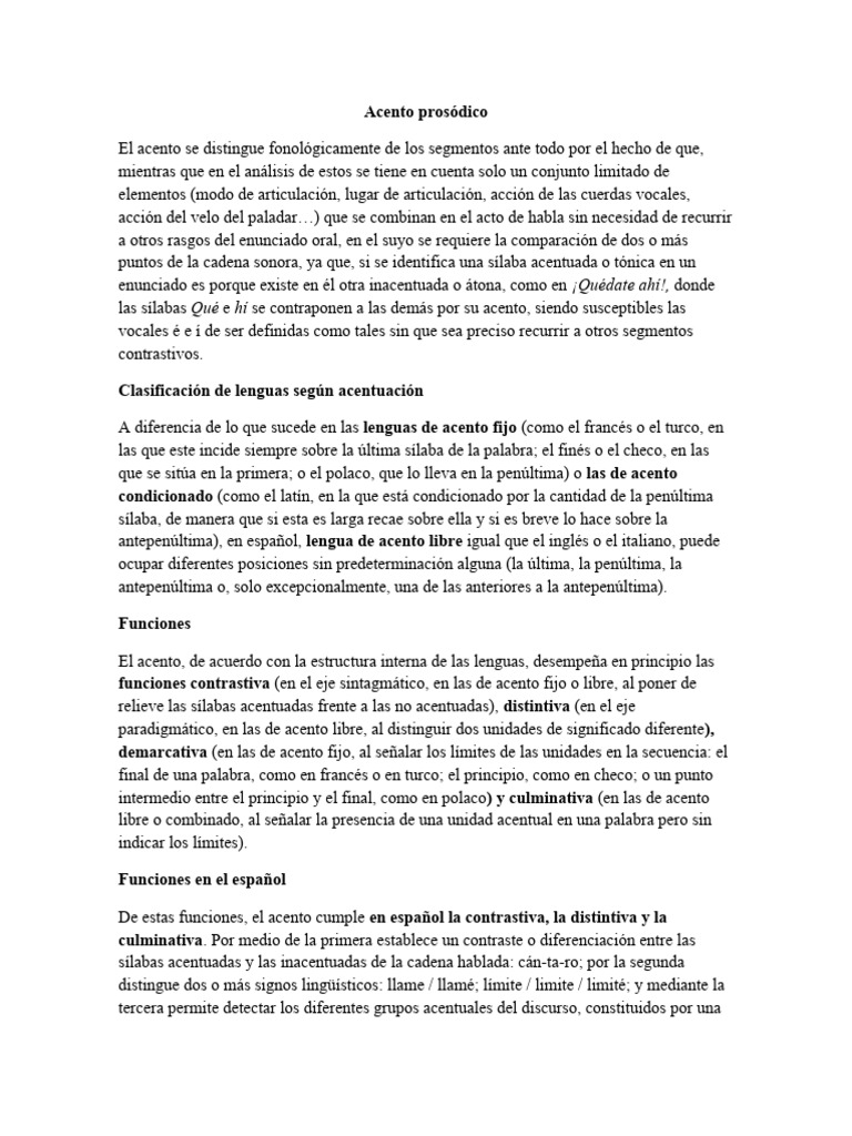 Acento Prosódico | PDF | Palabra | Sílaba