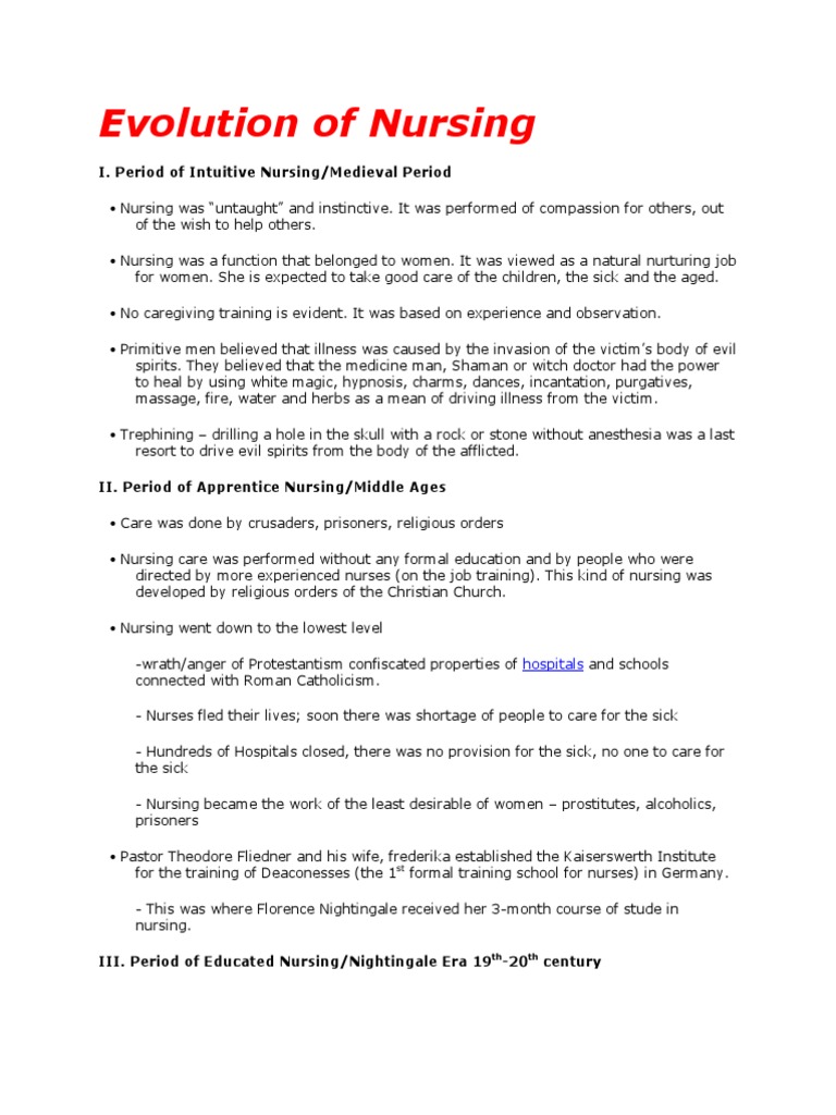 Evolution of Nursing | Florence Nightingale | Nursing