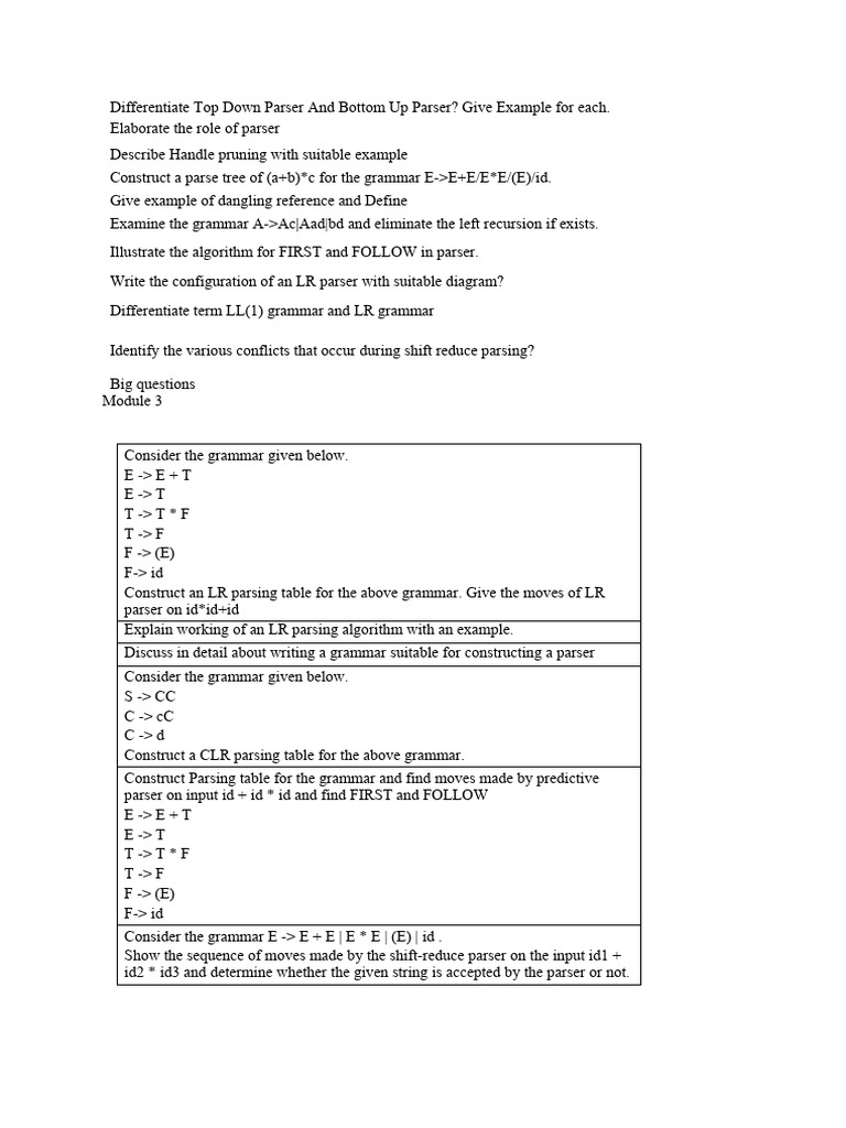Compiler Design Pdf Parsing Computer Science 