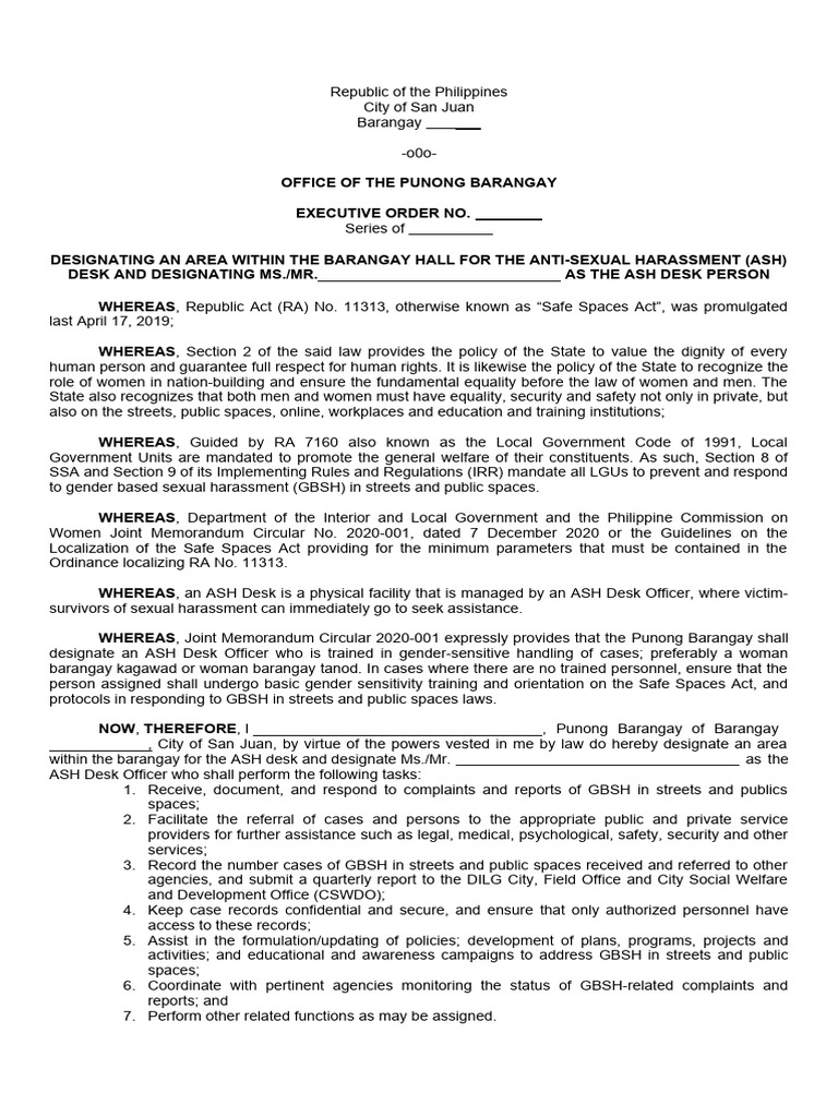 EO-ASH-Desk-and-Officer | PDF | Sexual Harassment | Police