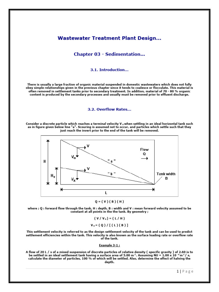 WWTP Design Sedimentation Examples Turky | PDF | Chemical Engineering