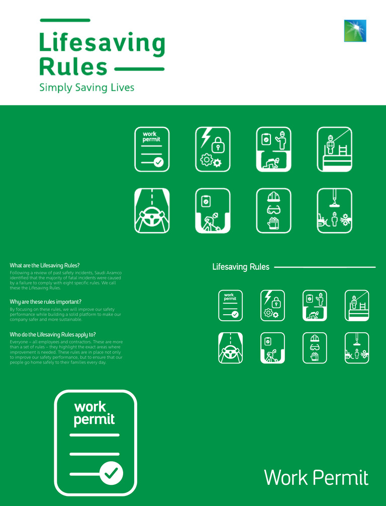 Aramco Lifesaving Rules Overview | PDF | Safety | Labor Relations