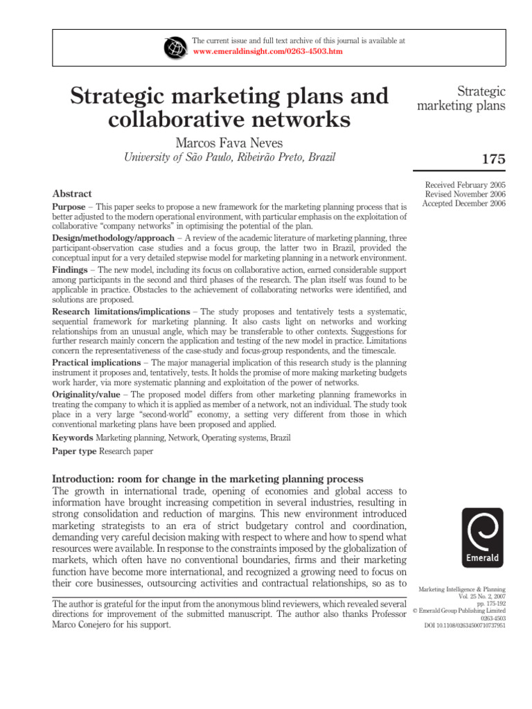 Strategic Marketing Planning_Fava-Neves_2007 | PDF | Marketing ...