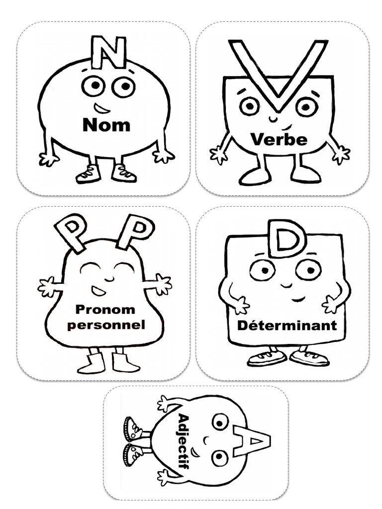 Carte Personnage Verbe Pronom Nom Determinant Adjectif | PDF Carte Personnage Verbe Pronom Nom Determinant Adjectif | PDF