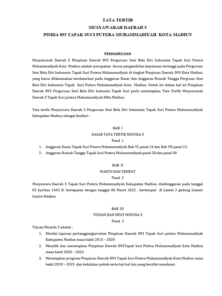 TATA TERTIB MUSYDA 5 TS 093 Kota Madiun | PDF