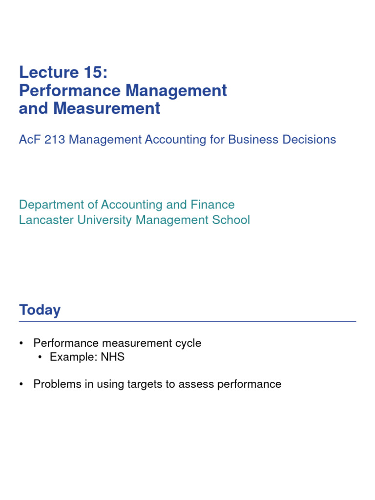 AcF 213 - Lecture 15 | PDF | Management Accounting | Salary