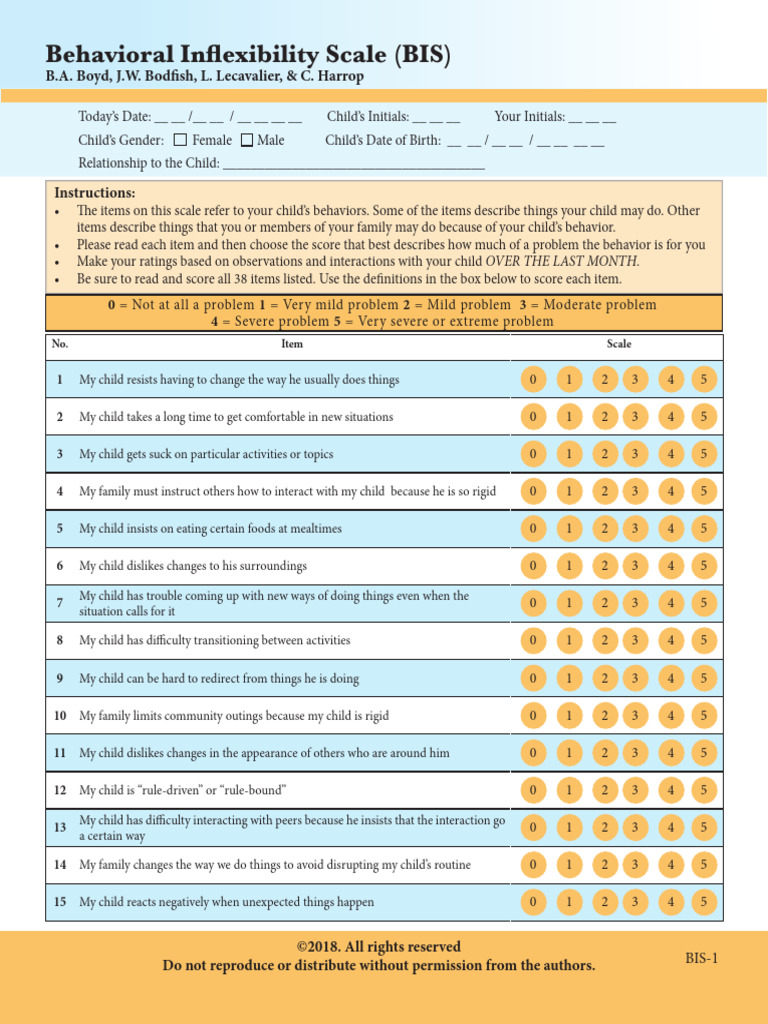 Understanding the Behavioral Inflexibility Scale | PDF | Behavioural ...