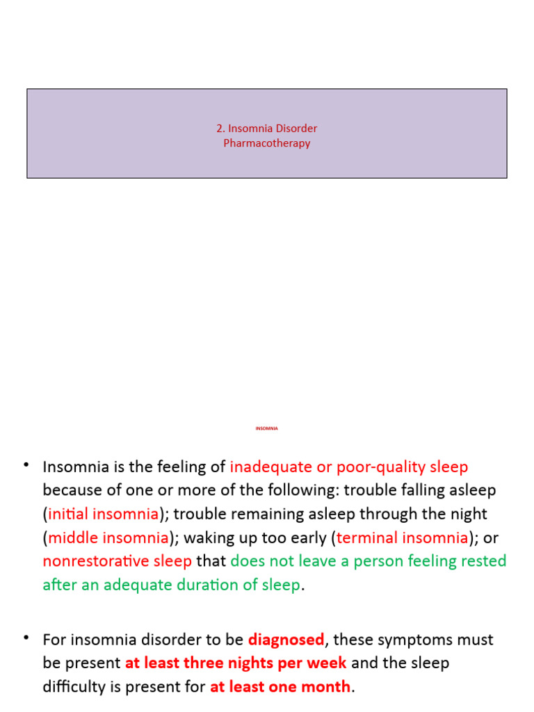 Lecture 10 Insomnia | PDF | Benzodiazepine | Insomnia