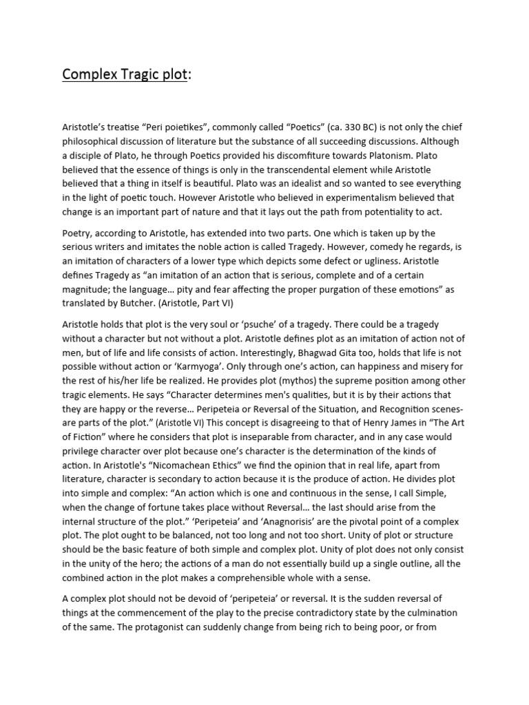 Complex Plot Poetics | PDF | Tragedy | Plot (Narrative)