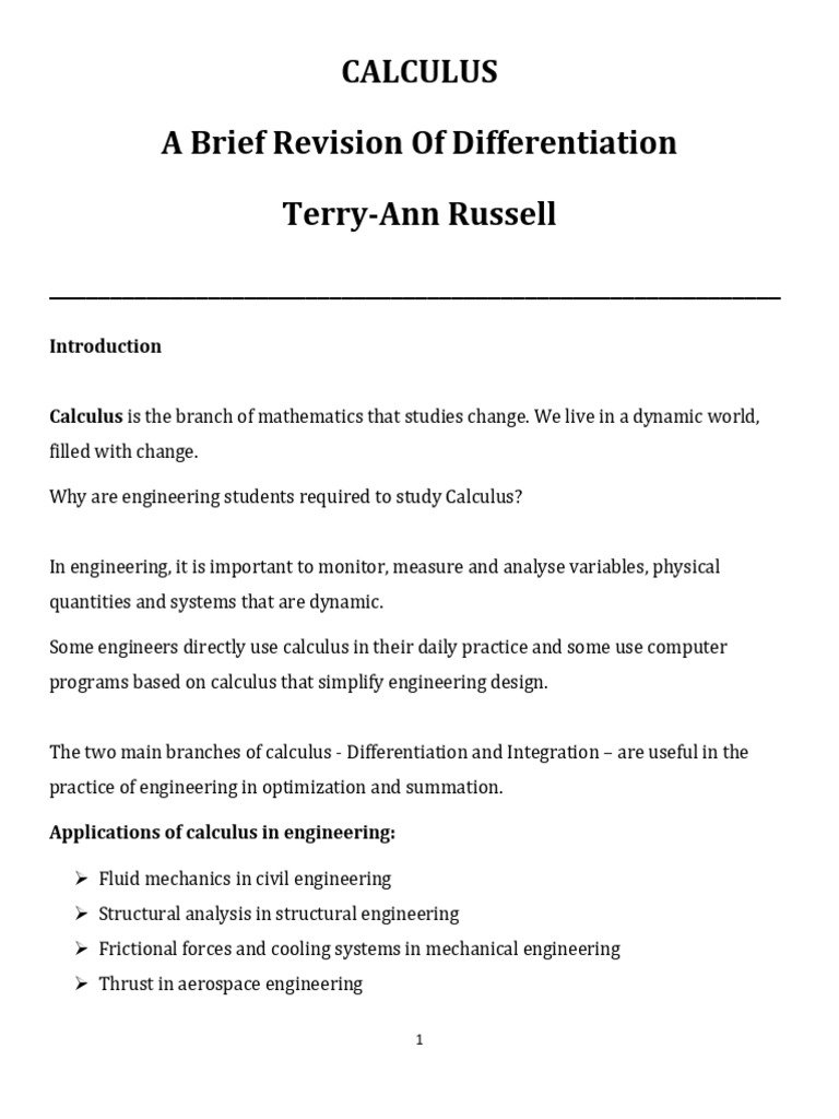 Calculus - A Brief Revision of Differentiation | Download Free PDF | Calculus | Derivative