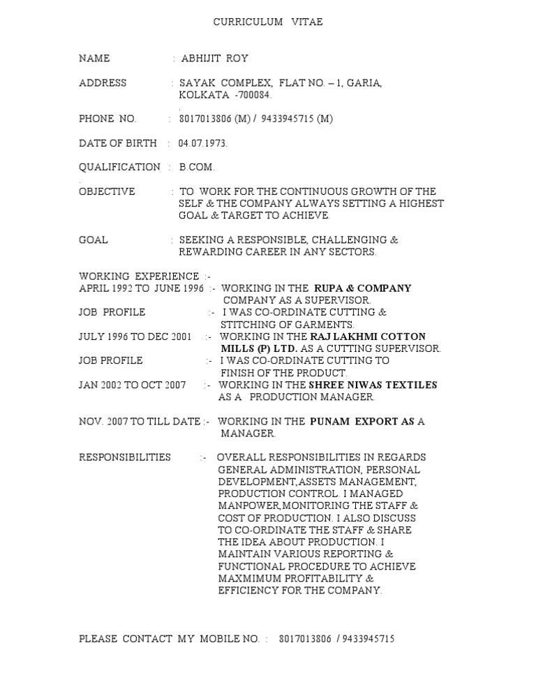 Abhijit Roy's Professional CV | PDF