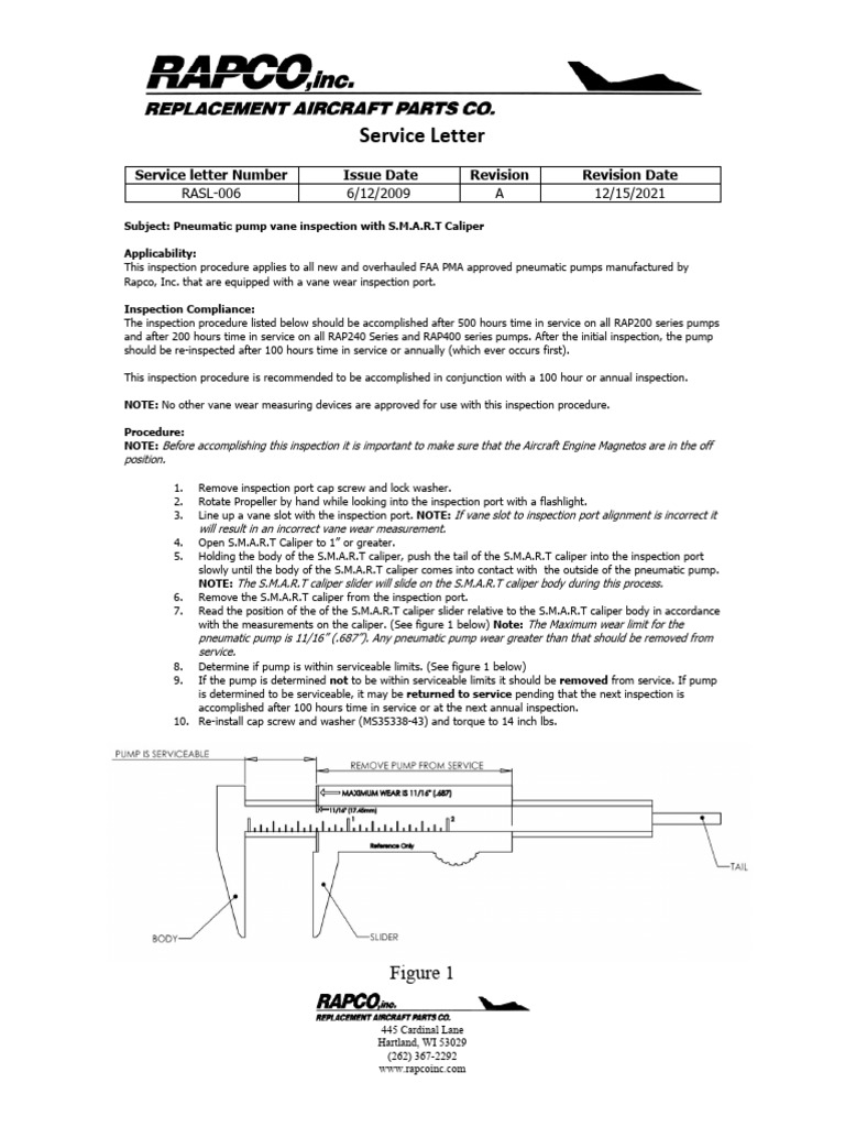 Rapco Service Letter RASL-006 - Rev - A | PDF | Pump | Manufactured Goods