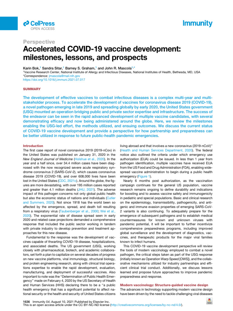 Accelerated COVID-19 Vaccine Development | PDF | Vaccines | Virus