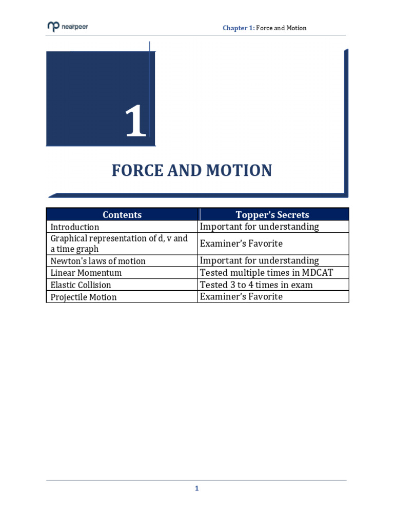 Chapter 1 (Force and Motion) (1) | PDF | Acceleration | Force