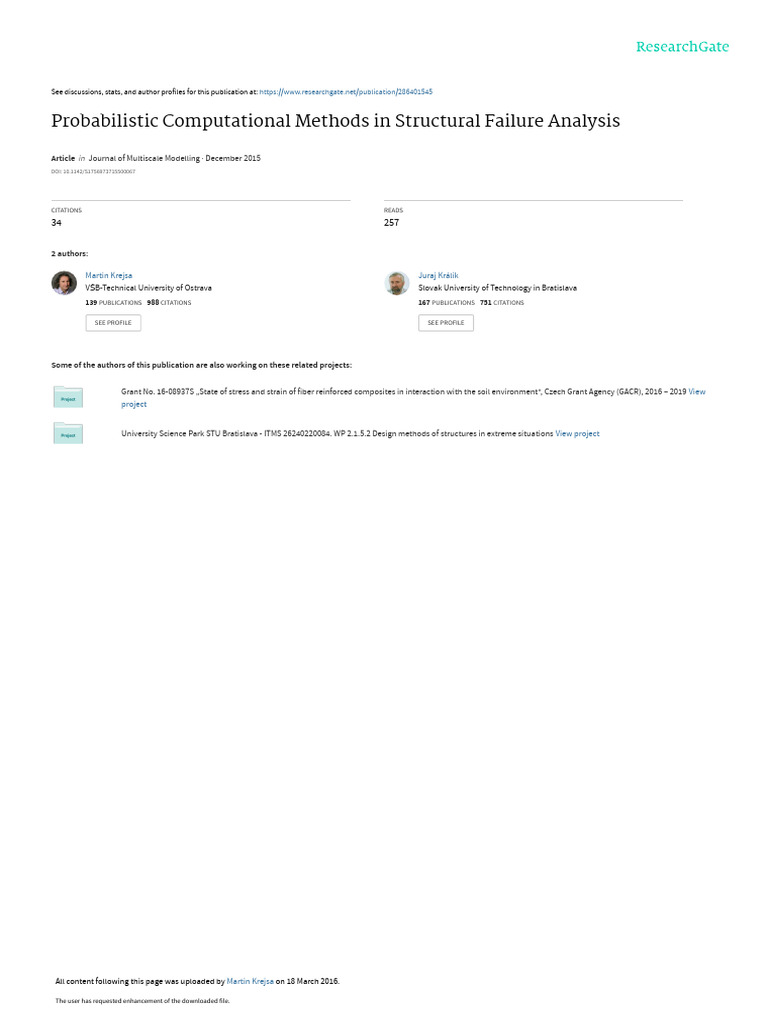 Probabilistic Computational Methods in Structural Failure Analysis ...