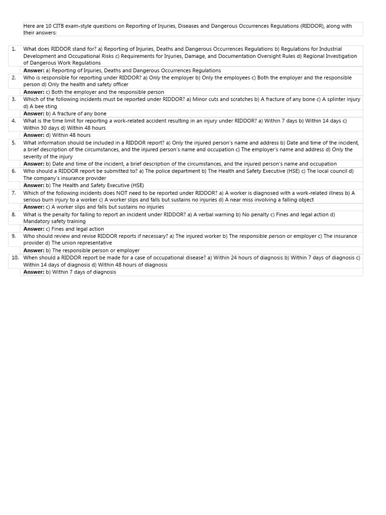 Riddor | PDF | Occupational Safety And Health | Safety