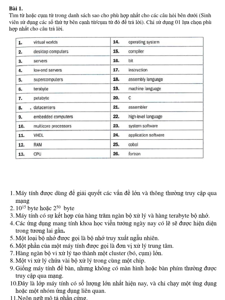 BaiTap CK 1 CoDapAn | PDF