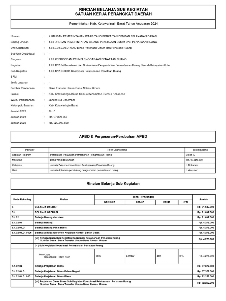 Sistem Informasi Pemerintahan Daerah - Cetak RKA-1 | PDF