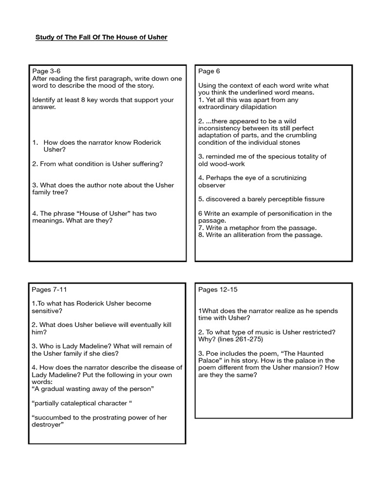 Study 1of The Fall Of The House of Usher | PDF