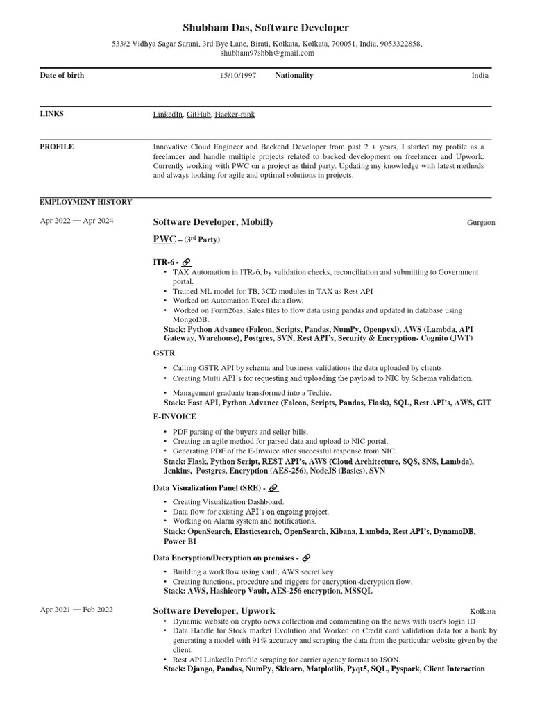Shubham Resume | PDF | Amazon Web Services | Microsoft Sql Server