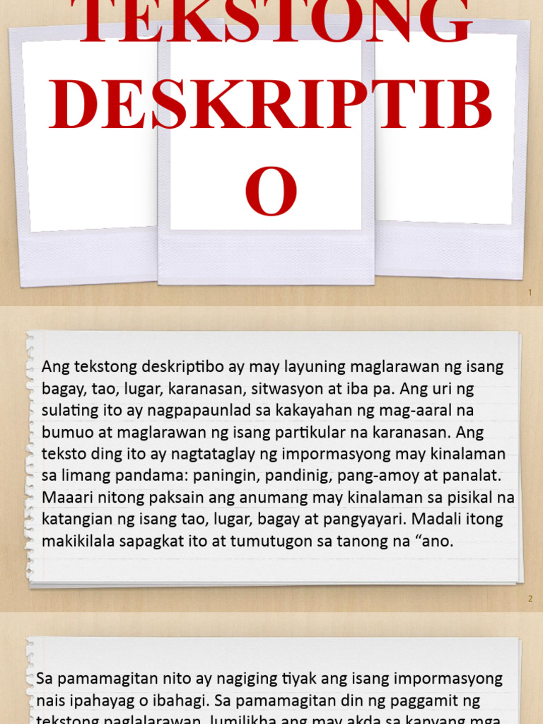 Tekstong Deskriptibo | PDF