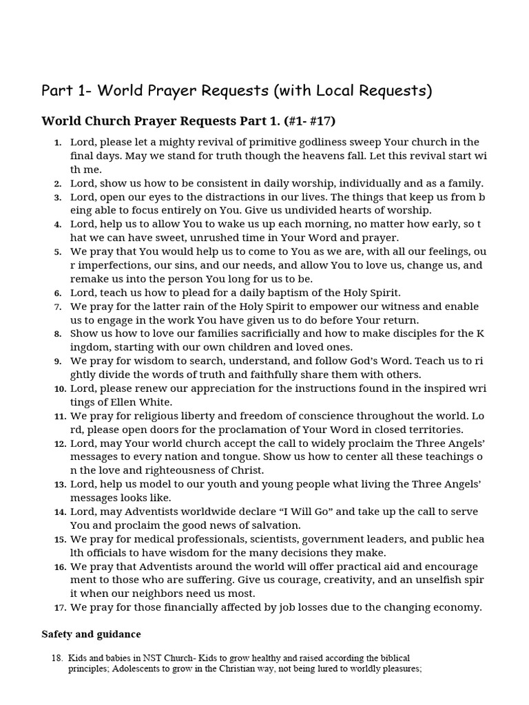 PART 1 PRAYER REQUESTS.10Day Prayer | Download Free PDF | Prayer ...