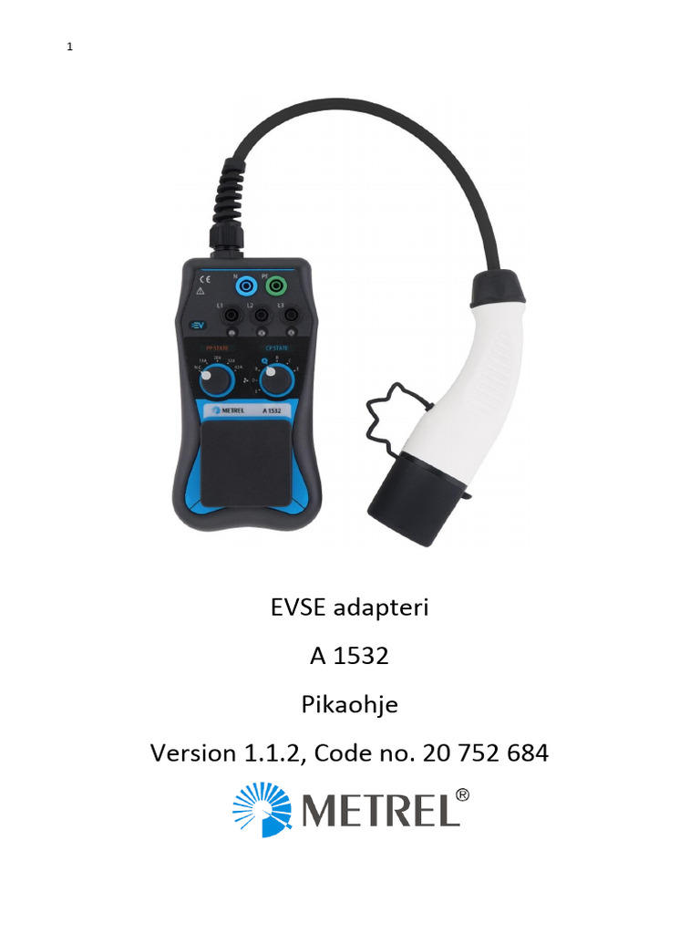 EVSE Adapteri A 1532 Pikaohje Version 1.1.2, Code No. 20 752 684 | PDF