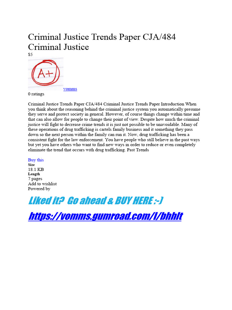 Criminal Justice Trends Analysis CJA/484 | PDF | Politics