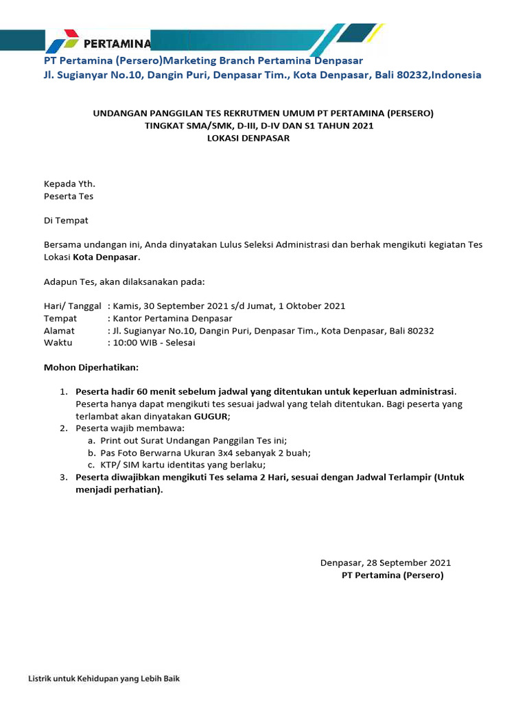 Tim Rekrutmen Pertamina | PDF