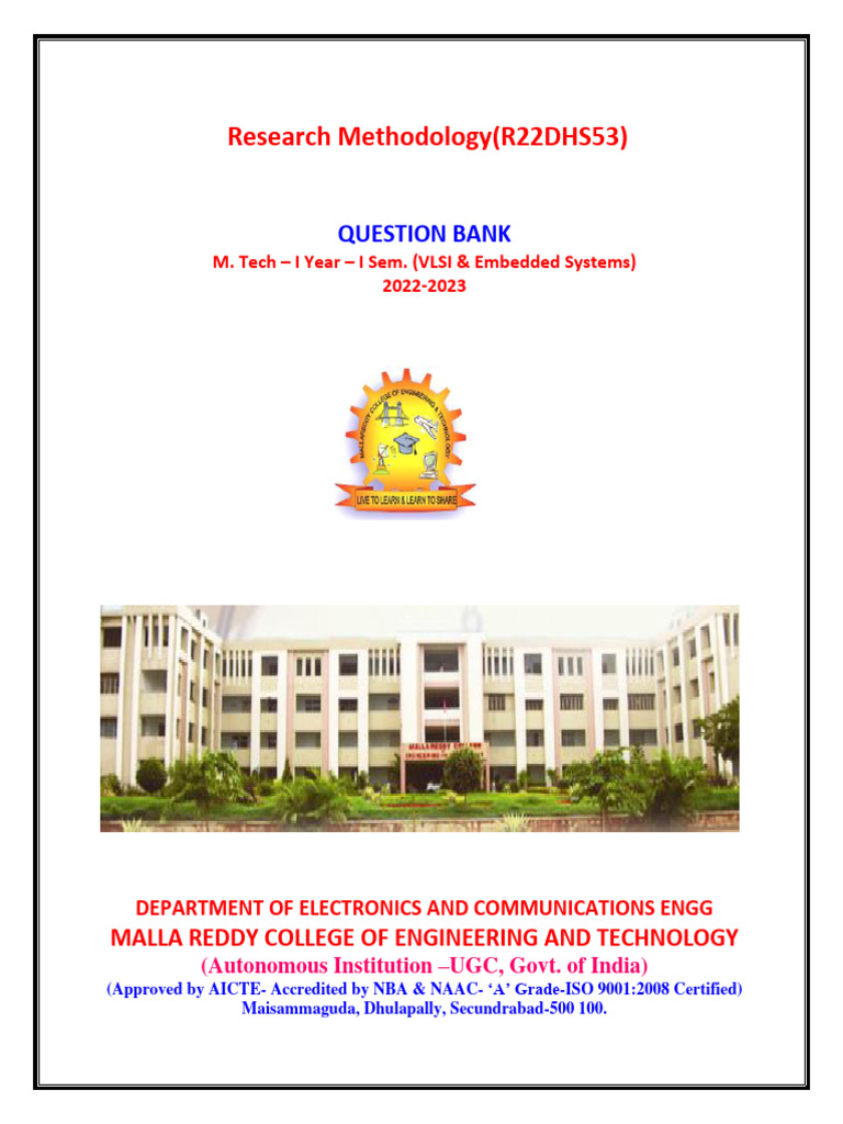 Research Methodology Question Bank 2022 | PDF | Analysis Of Variance ...