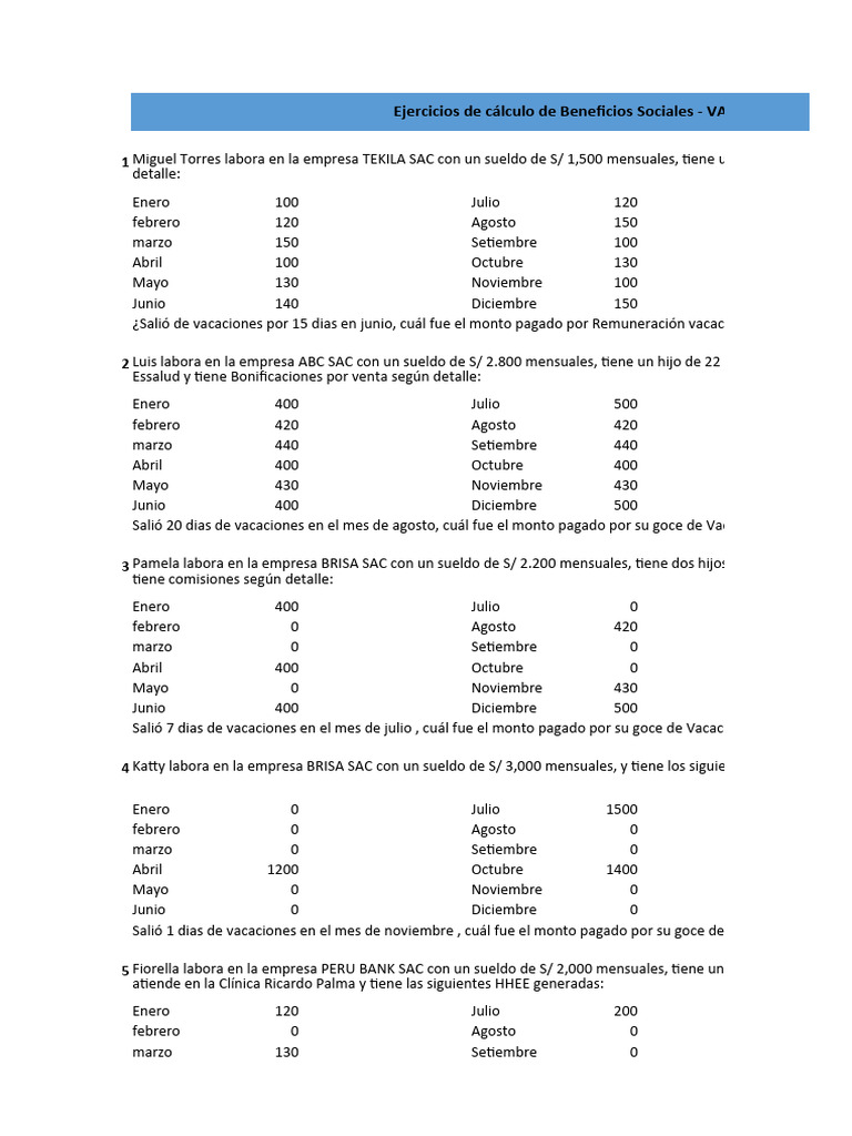 Ejercico Vacaciones 11set23 | PDF