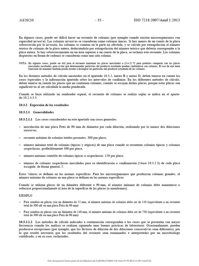 Expresión de Resultados Da ISO 7218-2007 | PDF | Molde | Volumen