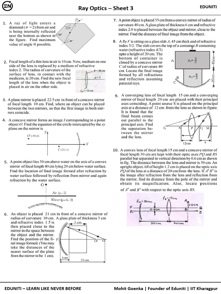 Ray Optics Sheet 3 | PDF