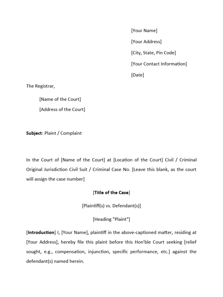 Plaint | PDF | Lawsuit | Jurisdiction