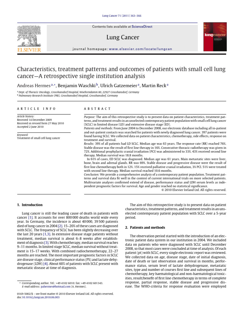 Characteristics, Treatment Patterns and Outcomes of Patients With Small ...