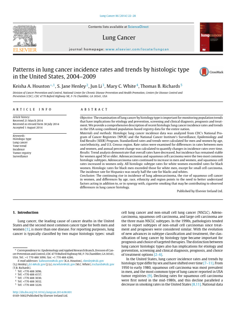 US Lung Cancer Trends by Histology (2004-2009) | PDF | Lung Cancer | Cancer
