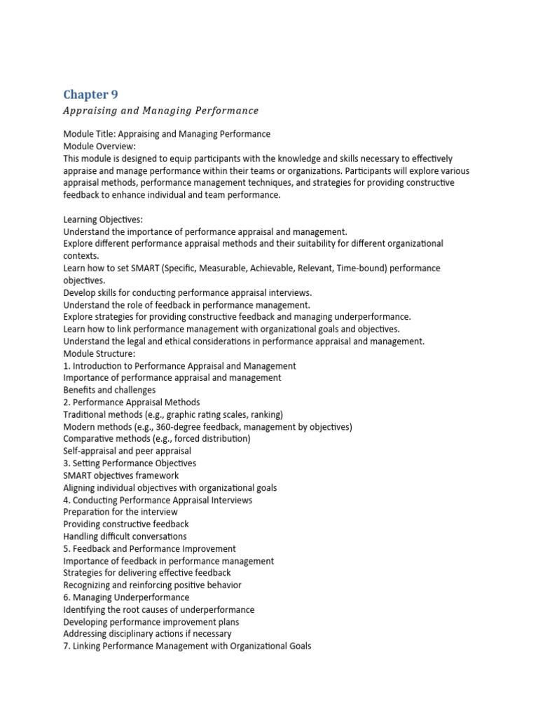 Chapter 9 | PDF | Performance Appraisal | Goal