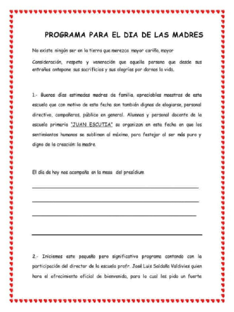 ?programa Día de Las Madres | PDF | Amor