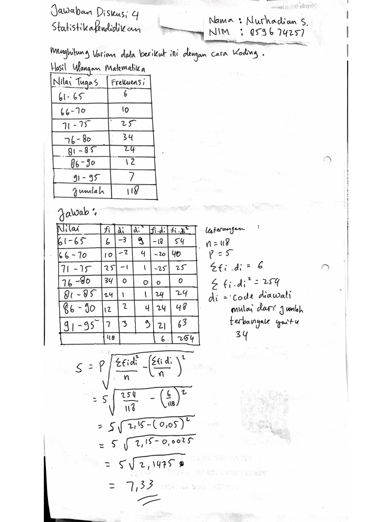 jawaban diskusi 4 statistika pendidikan | PDF