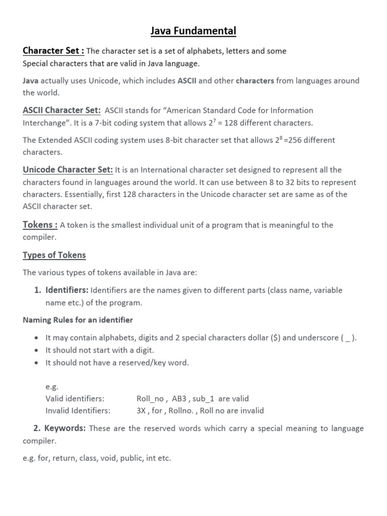 Class XI Java Fundamental | PDF | Class (Computer Programming) | Data Type