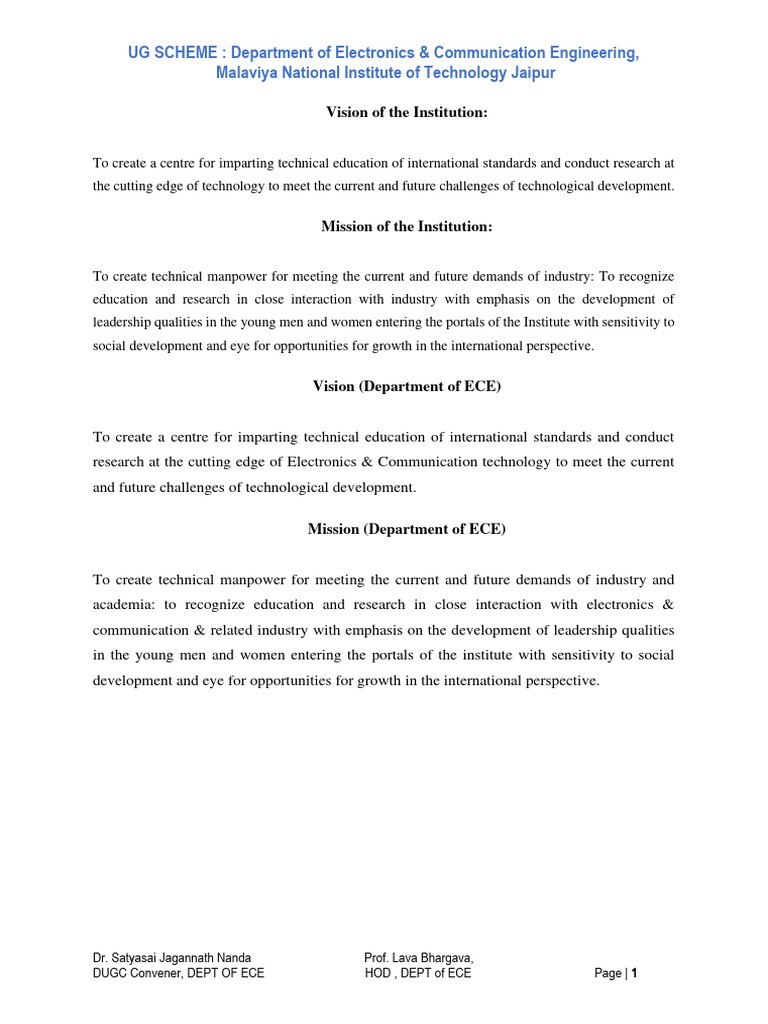 ECE UG Program Curriculum MNIT | PDF | Electrical Network | Electronic ...