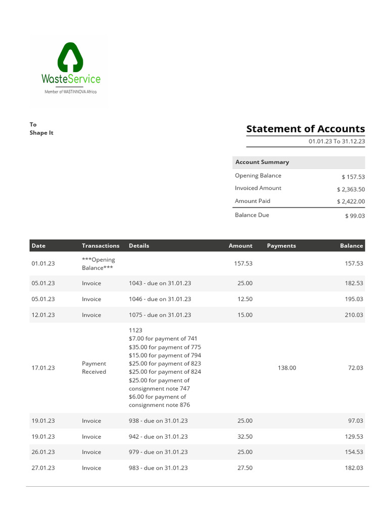 statements | PDF | Invoice | Business Documents