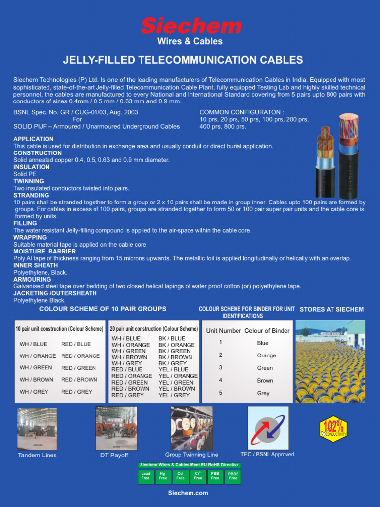 Siechem Telecommunication Cable Guide | PDF | Electrical Connector ...