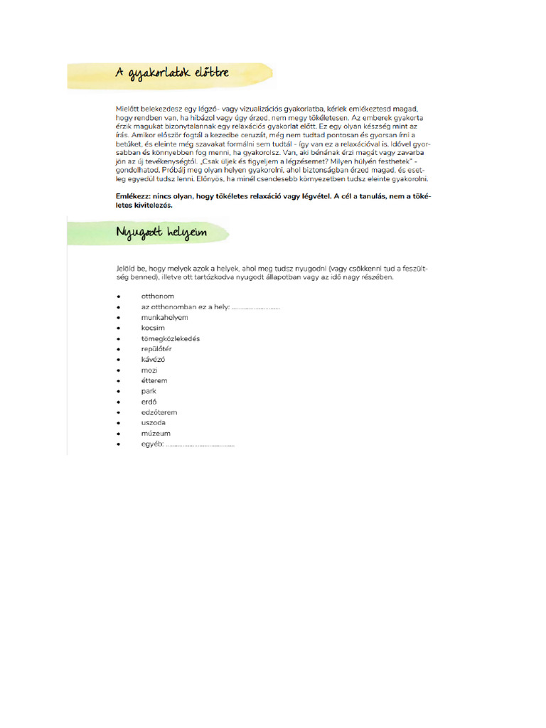 Érzelemszabályozás Gyakorlatok 1 | PDF