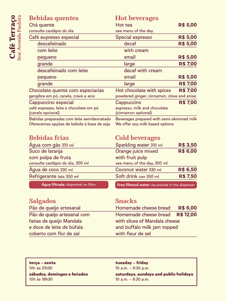 Cardapio-Portal Cafe-Terraco A03 Abr24 A4 | PDF | Alimentos | Bebida