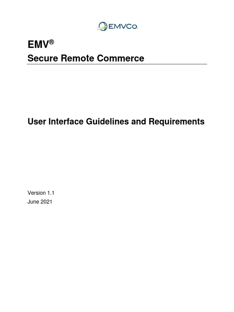 EMVCo Secure Remote Commerce Specifications UI Guidelines and Requirements v1.1 | PDF | Emv ...