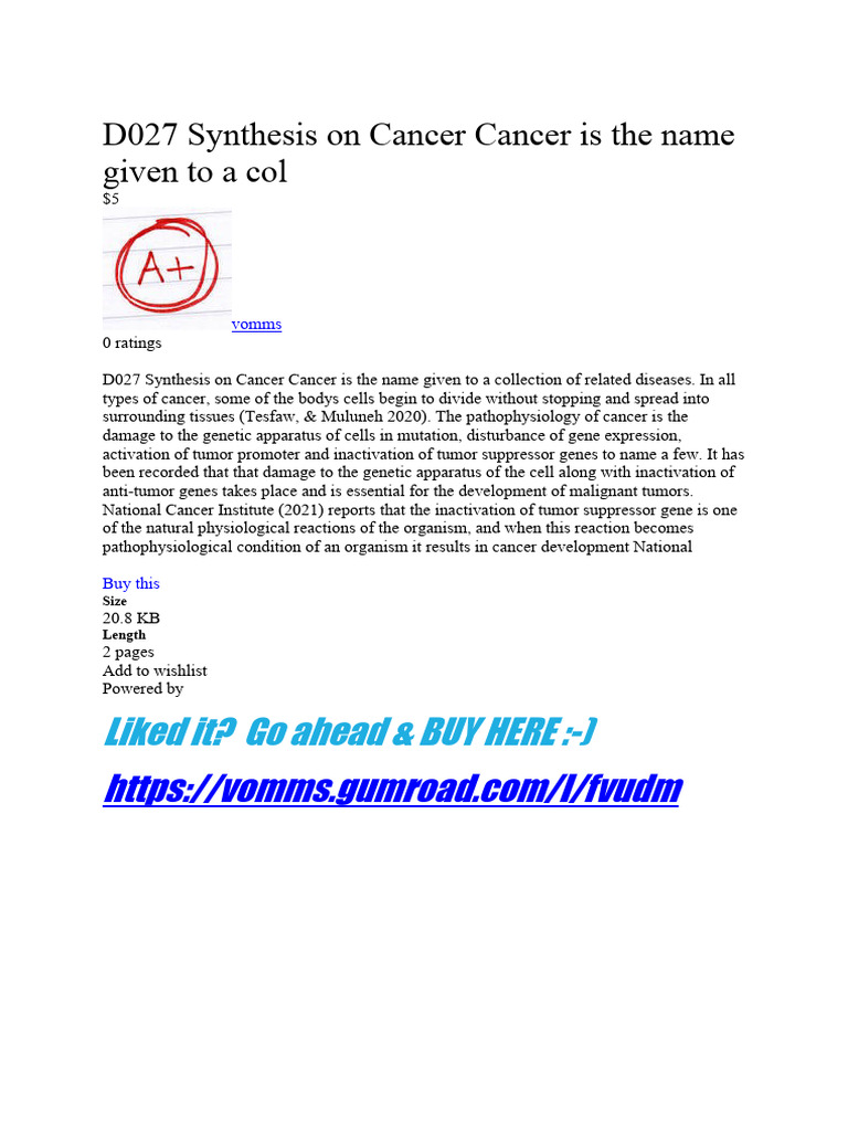 Cancer Pathophysiology Overview | PDF | Wellness