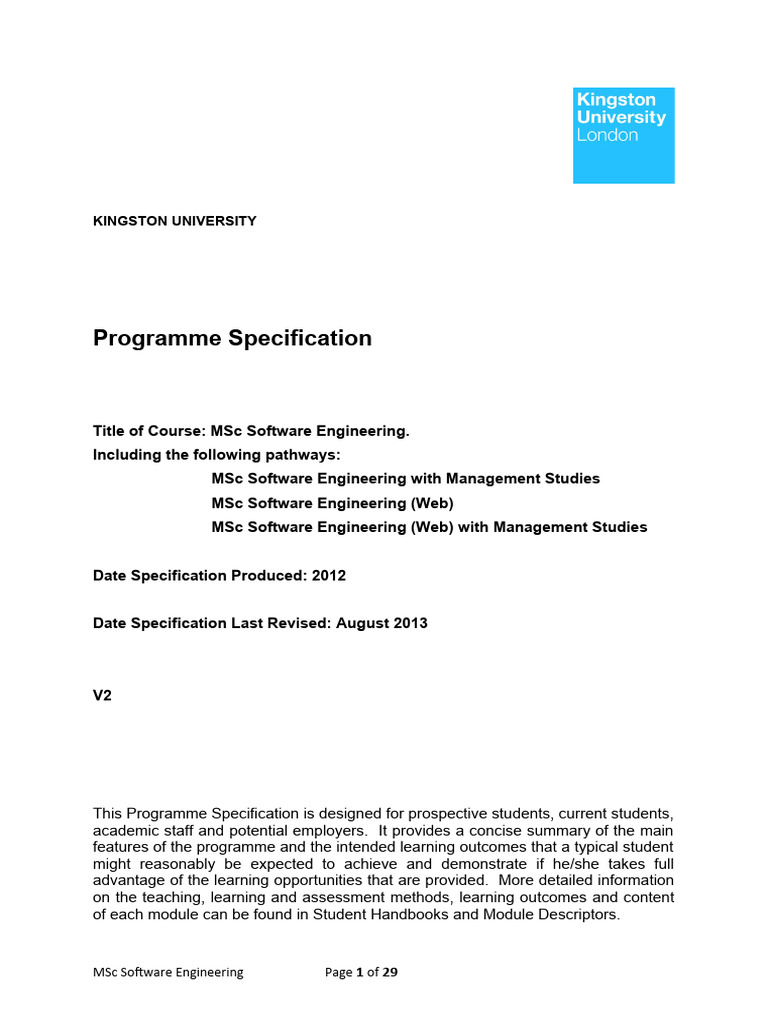 Software Engineering (Including Pathways) MSC | PDF | Educational Assessment | Educational ...